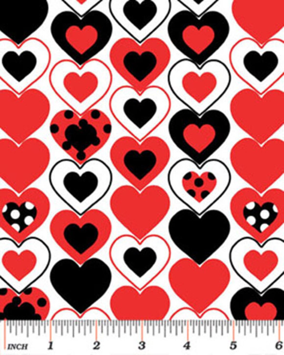 LUV BUGS - Heart Felt in White / Red - Cotton Hearts Quilt Fabric - by ...