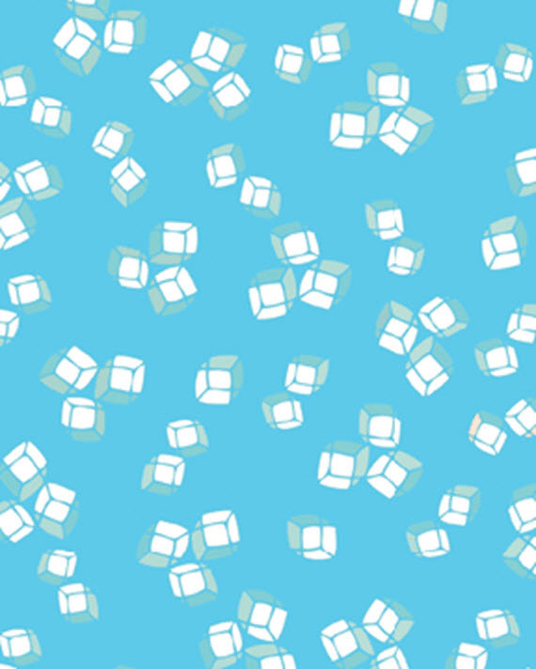 1-1/2 Yd Remnant HAPPY HOUR - Ice Cubes in Blue - Cotton Quilt Fabric ...