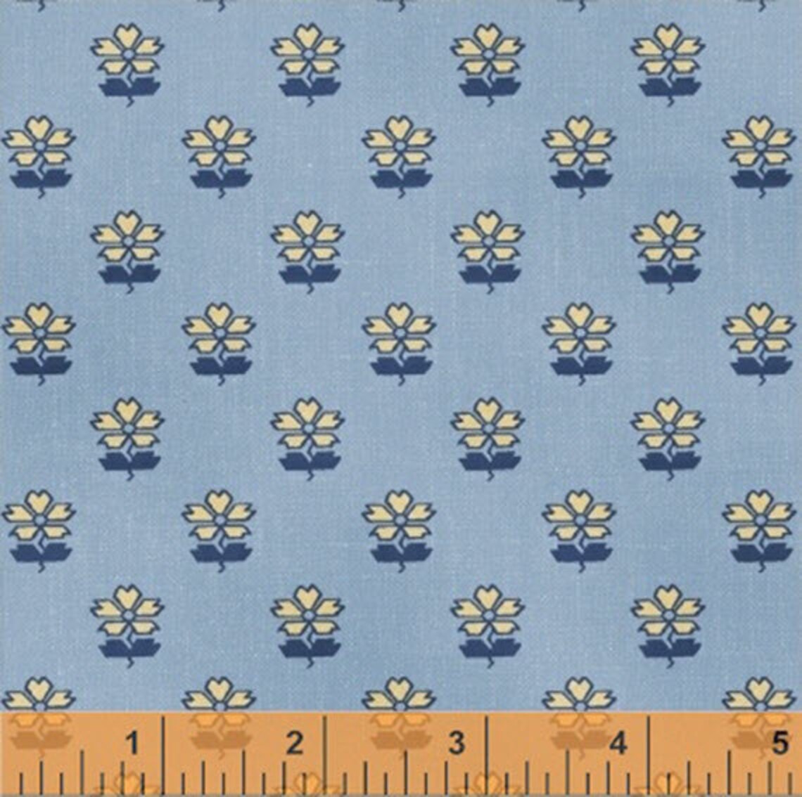 HENNESSY - Flower in Blue - Yellow Reproduction Floral Cotton Quilt ...
