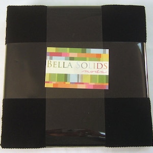 BELLA SOLIDS Layer Cake in Black - (42) 10" X 10" Squares - Cotton ...
