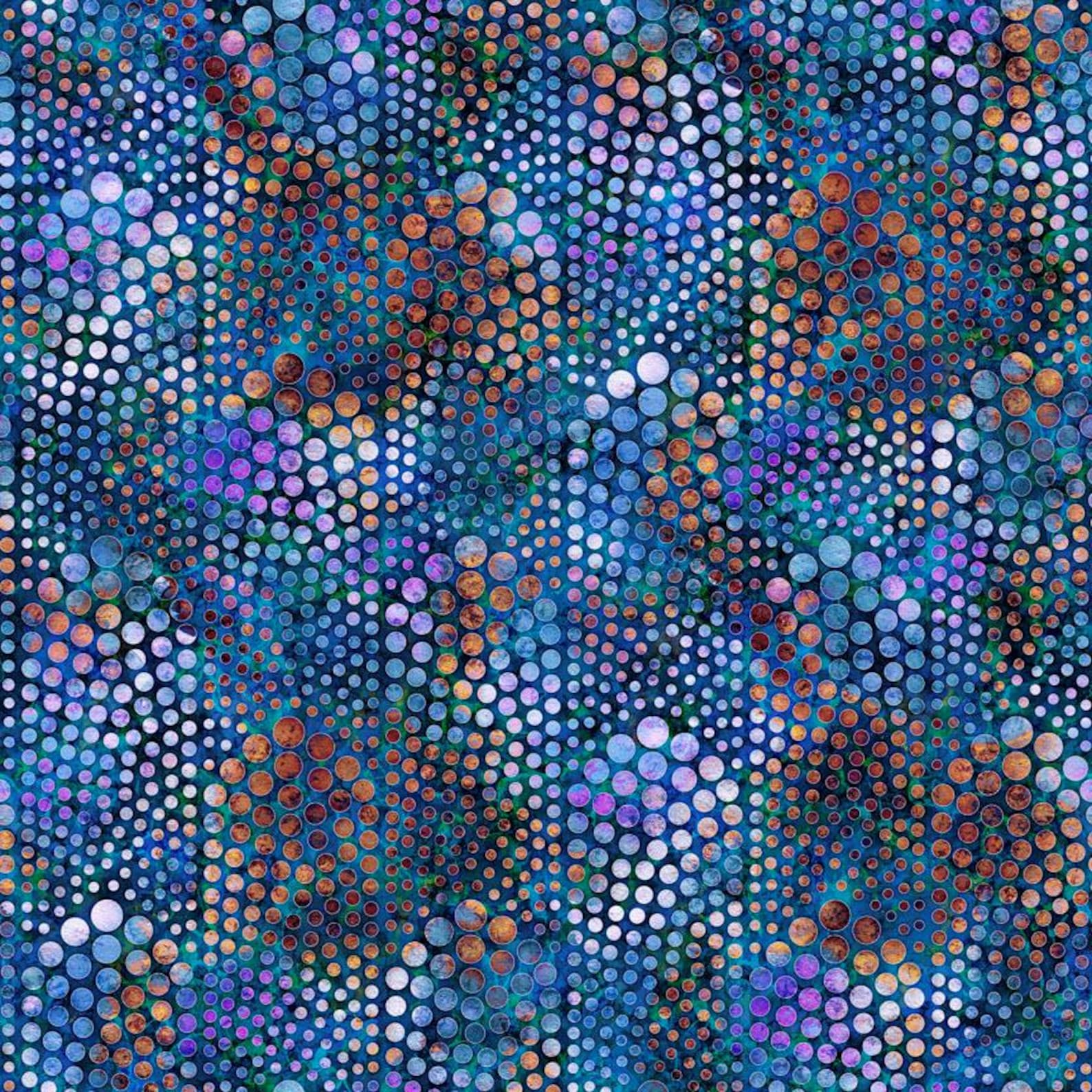 AQUATICA - Bubbles in Blue - Purple Orange Beach Cotton Quilt Fabric ...