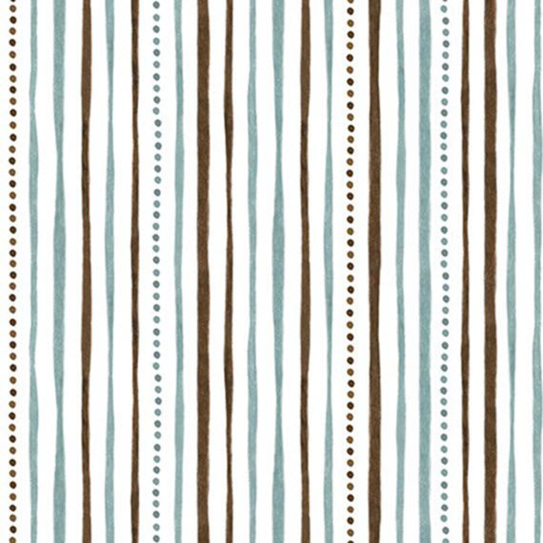 SHINE BRIGHT - Dotted Stripe in Teal and Brown - Aqua Cotton Quilt ...