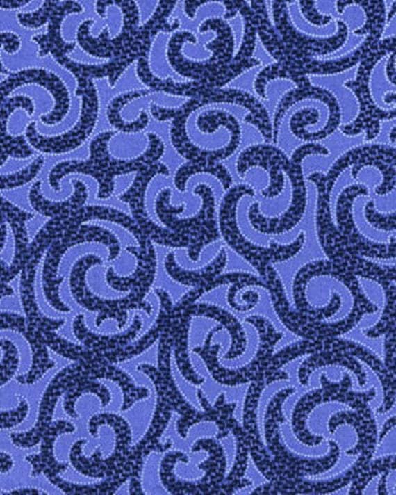 HARMONY Scroll in Medium Blue Scrolls Swirl Swirls Cotton - Etsy