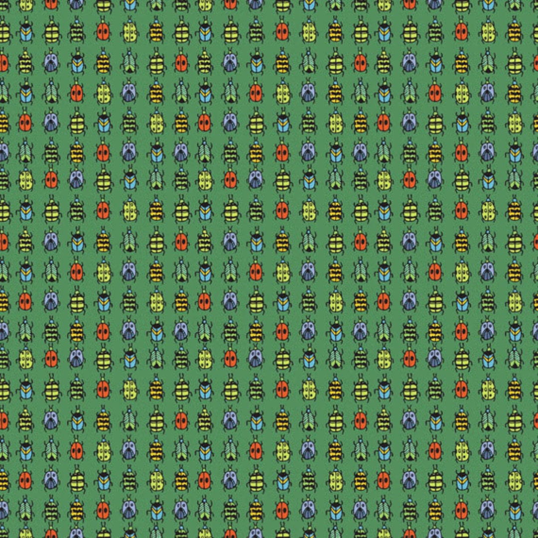 Two Yard Remnant BUGS - Ladybugs in Green - Cotton Quilt Fabric - by ...