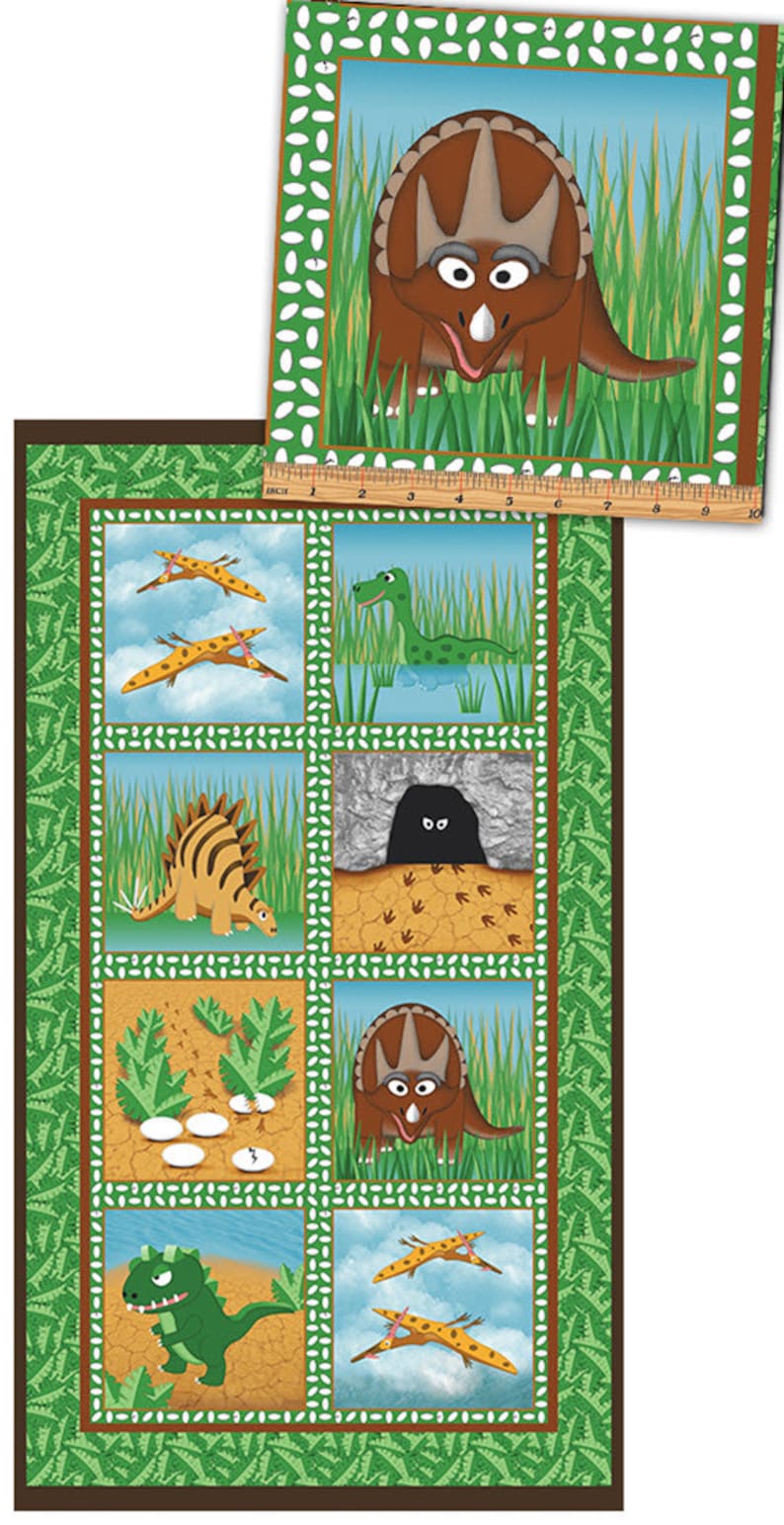 DINO AGE Blocks Panel in Green Dinosaurs Block Panels - Etsy