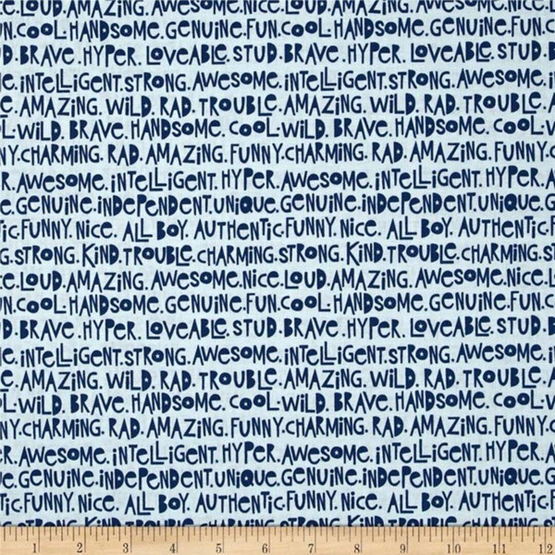 1/2 Yd Remnant MILITARY MAX - Military Words in Blue - Positive Word ...