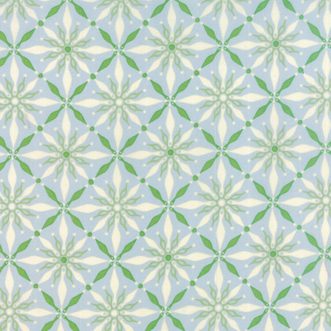 SOLSTICE - Polaris in Icicle Blue and Green - Geometric Stars Winter Cotton Quilt Fabric - by ...