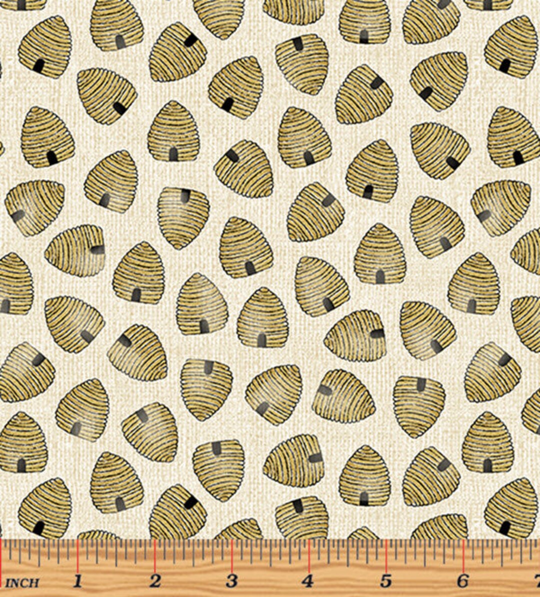 GARDEN HAPPY - Beehive in Cream - Tan Bee Hives Beehives Cotton Quilt ...