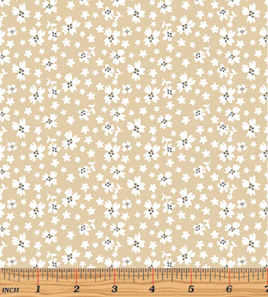 FARM FRESH - Fresh Floral in Honey - White Yellow Flowers Cotton Quilt ...