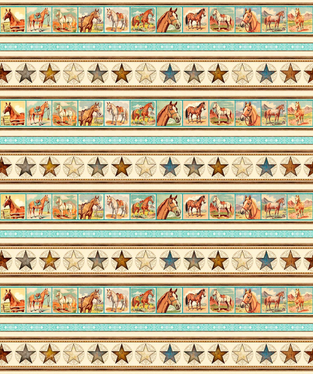 HEY COWGIRL - Horse Stripe in Cream - Adorable Cowboy Cowgirl Cotton ...