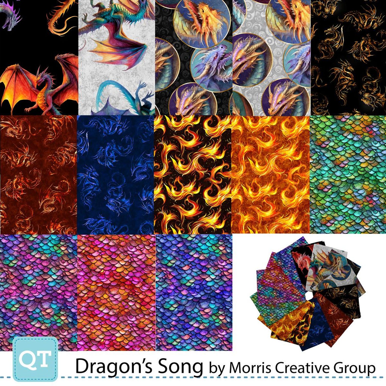 DRAGON'S SONG - Scales in Royal - Blue Magical Cotton Quilt Fabric ...