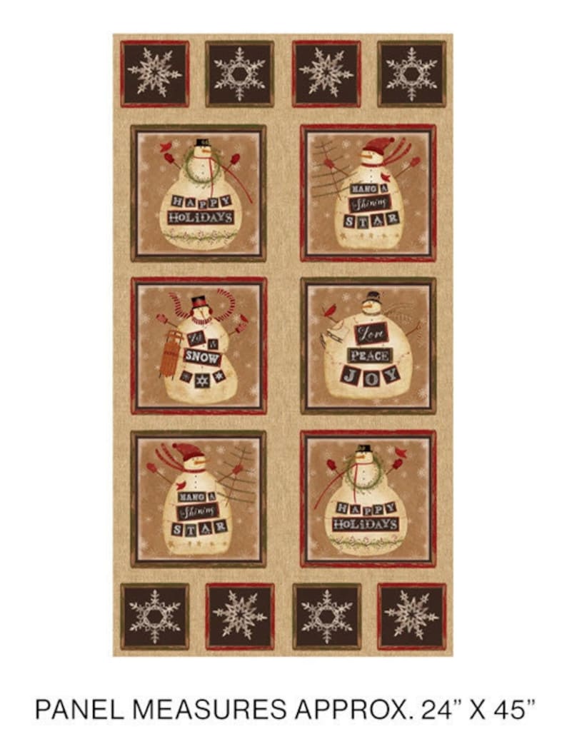JINGLE BELL TIME - Jingle All the Way Snowman Panel in Natural - Cotton ...