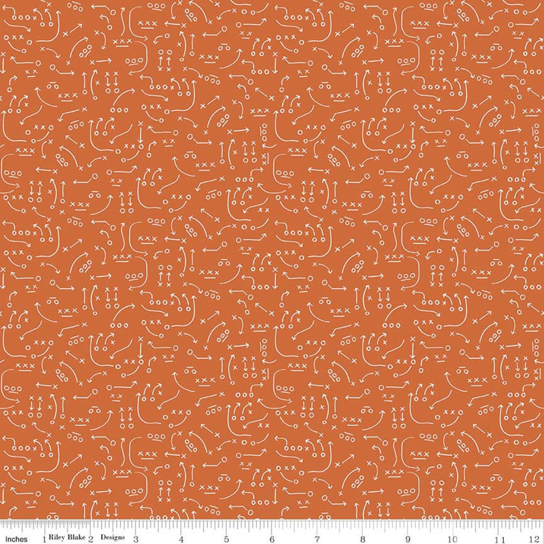 33" Remnant VARSITY - Playbook in Orange - Football Sports Cotton Quilt ...