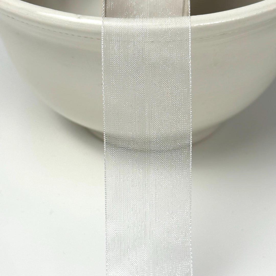 1" Wide Mokuba off White Organdy Ribbon, 1" Wide Translucent Ribbon ...