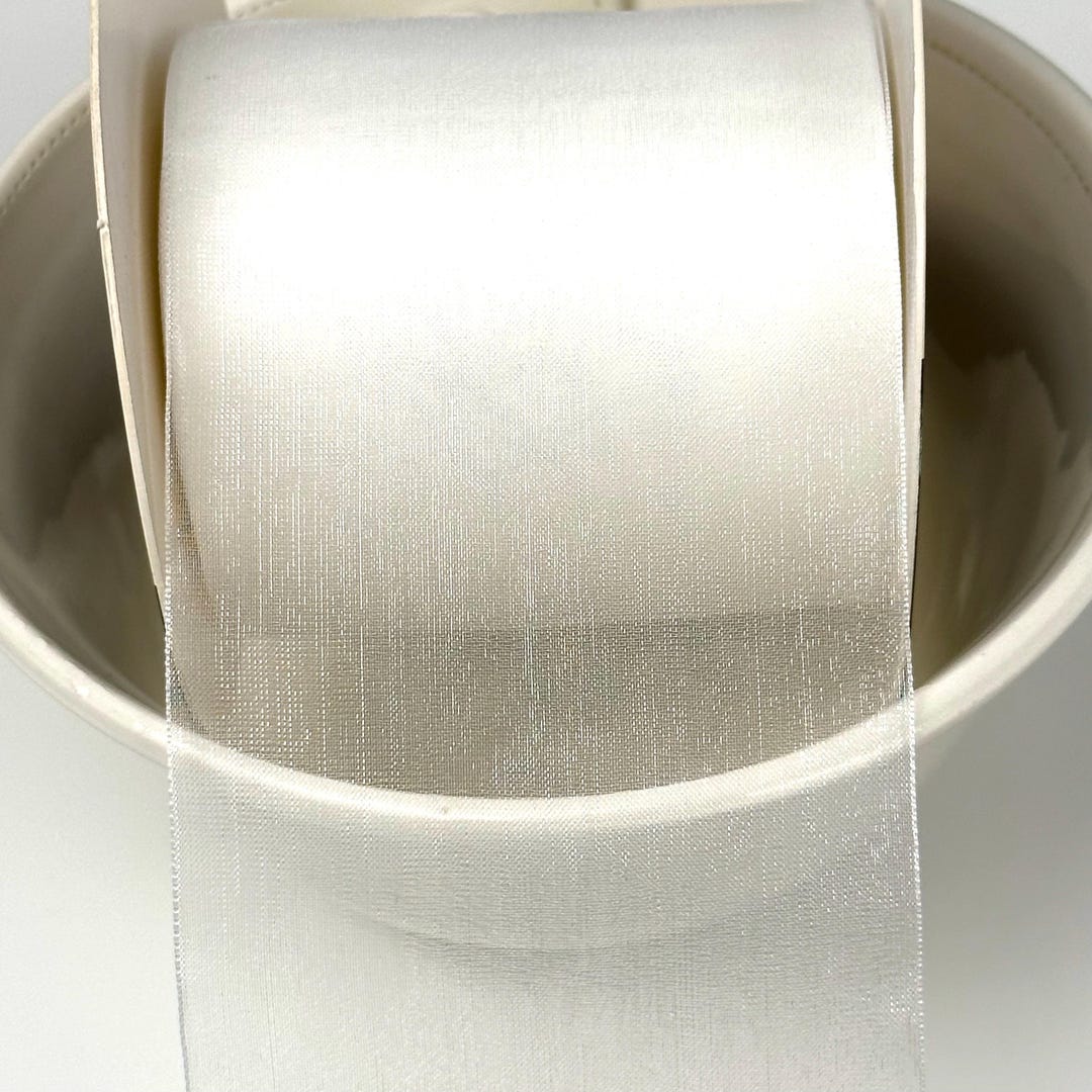 3" Wide Mokuba off White Organdy Ribbon, Translucent Ribbon, Wedding ...