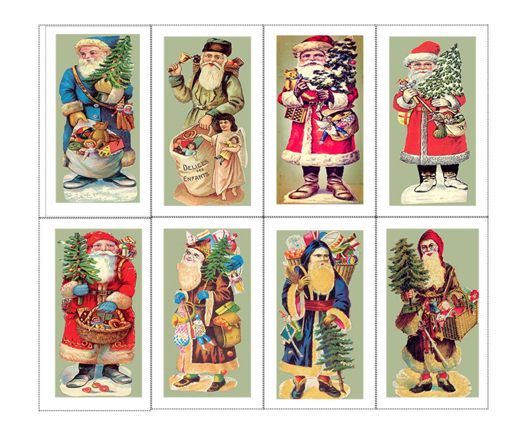 Fabric Panel; Christmas Set of 8 Panels Quilting/ Applique/ Craft ...
