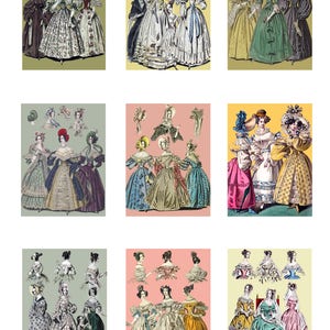 Fabric Panels X9; Victorian Fashion , Vintage Fashion. Quilting/ Crafts ...