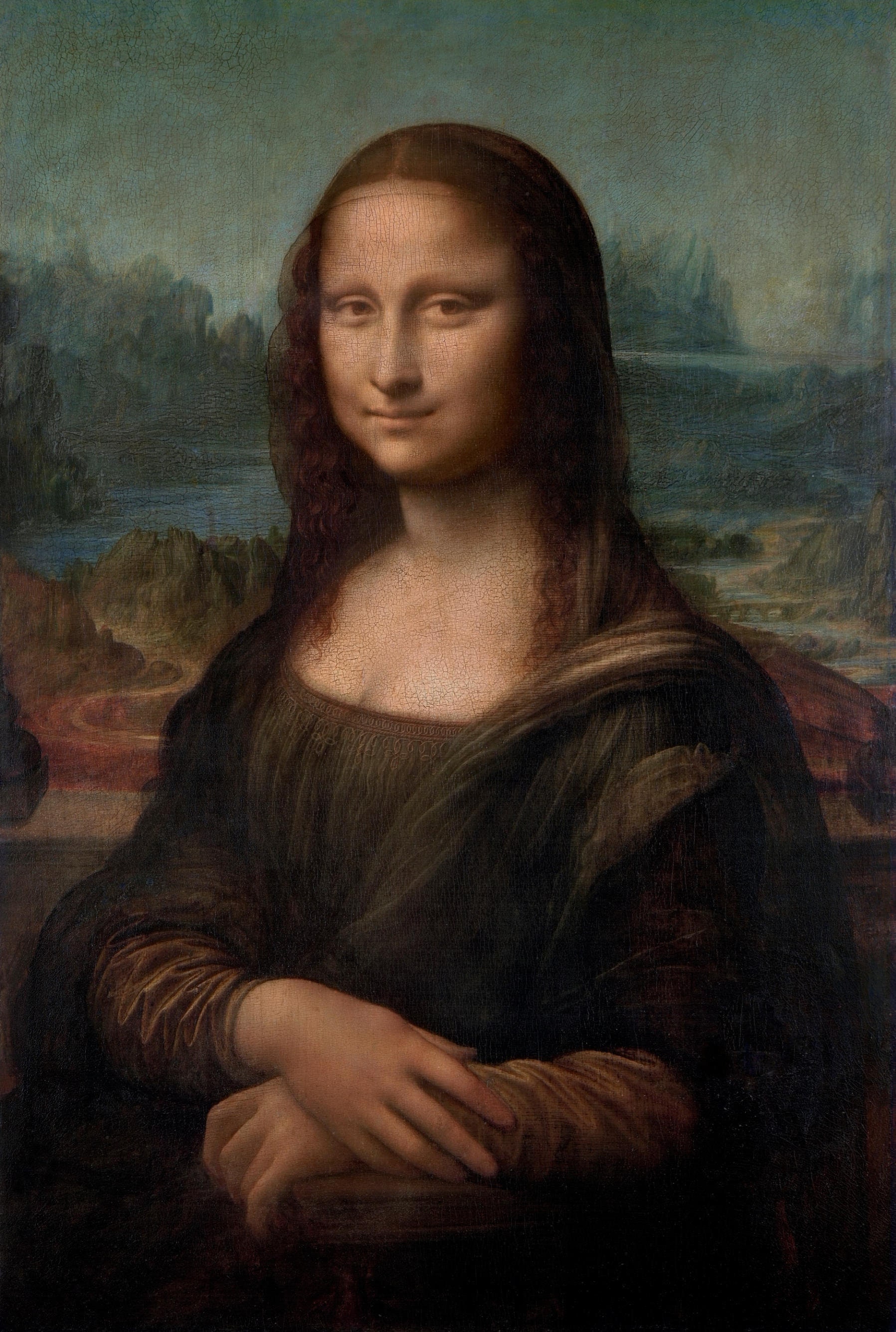 Fabric Panels Mona Lisa Portrait Fabric Leonardo Da Vinci Old Painting ...