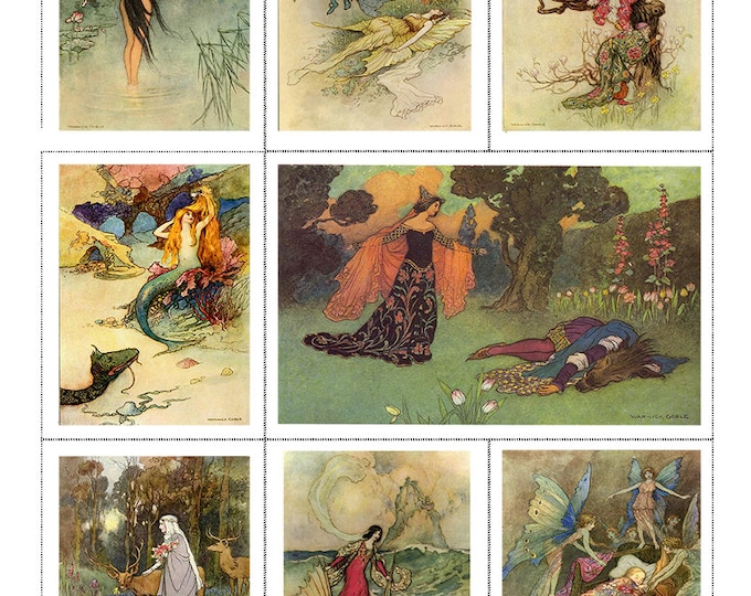 Fabric Panel/warrick Goble Fairy Tales / Set of 8 Panels /altered Art ...