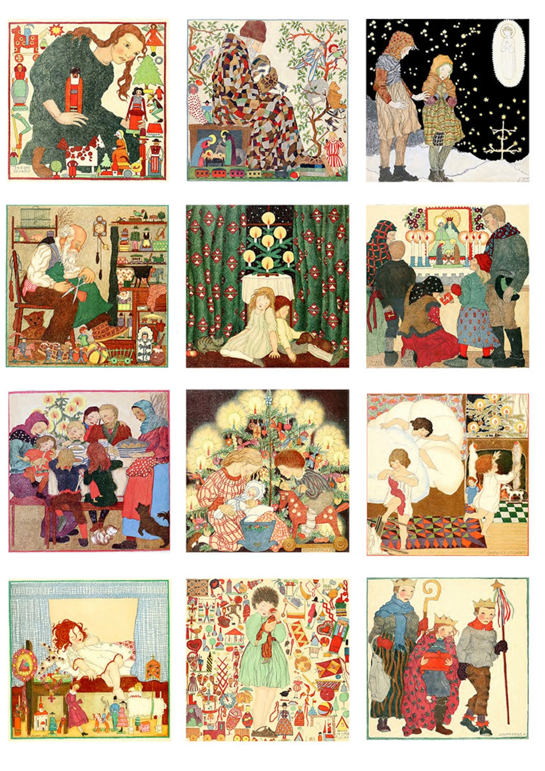 Fabric Panels /christmas Fabric Panel Vintage Images Set of 12 ...