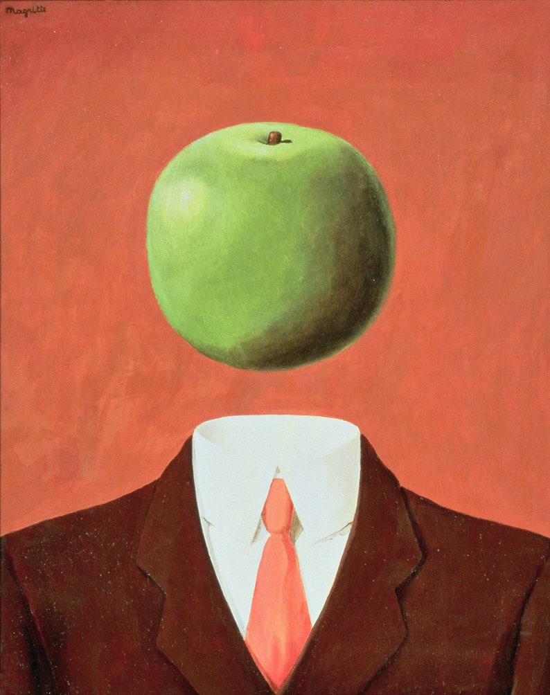 Fabric Panel Rene Magritte Apple Man Bowler Hat Fabric Face Mask Fabric ...