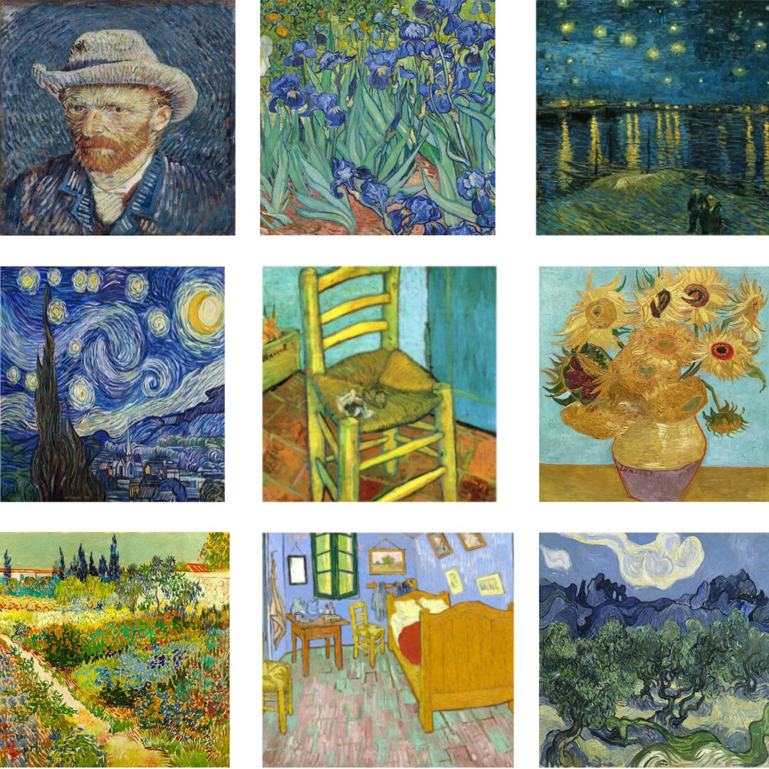 Fabric Panels Set of 9 Vincent Van Gogh Fabric Panels Starry Night ...