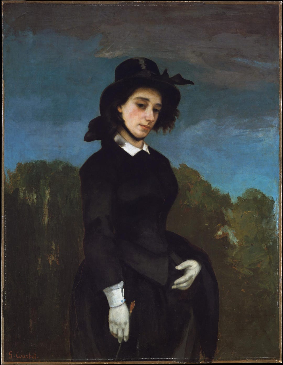 Fabric Panel Old Master Portrait Gustave Courbet Women in Riding Habit ...