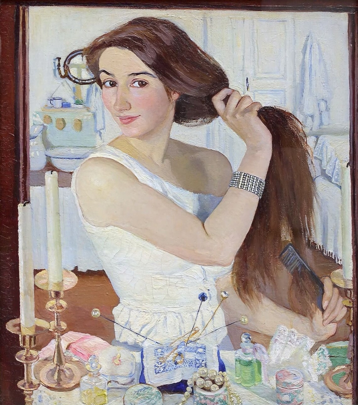 Fabric Panel Portrait of Self Portrait " Serebryakova " Fabric Block ...