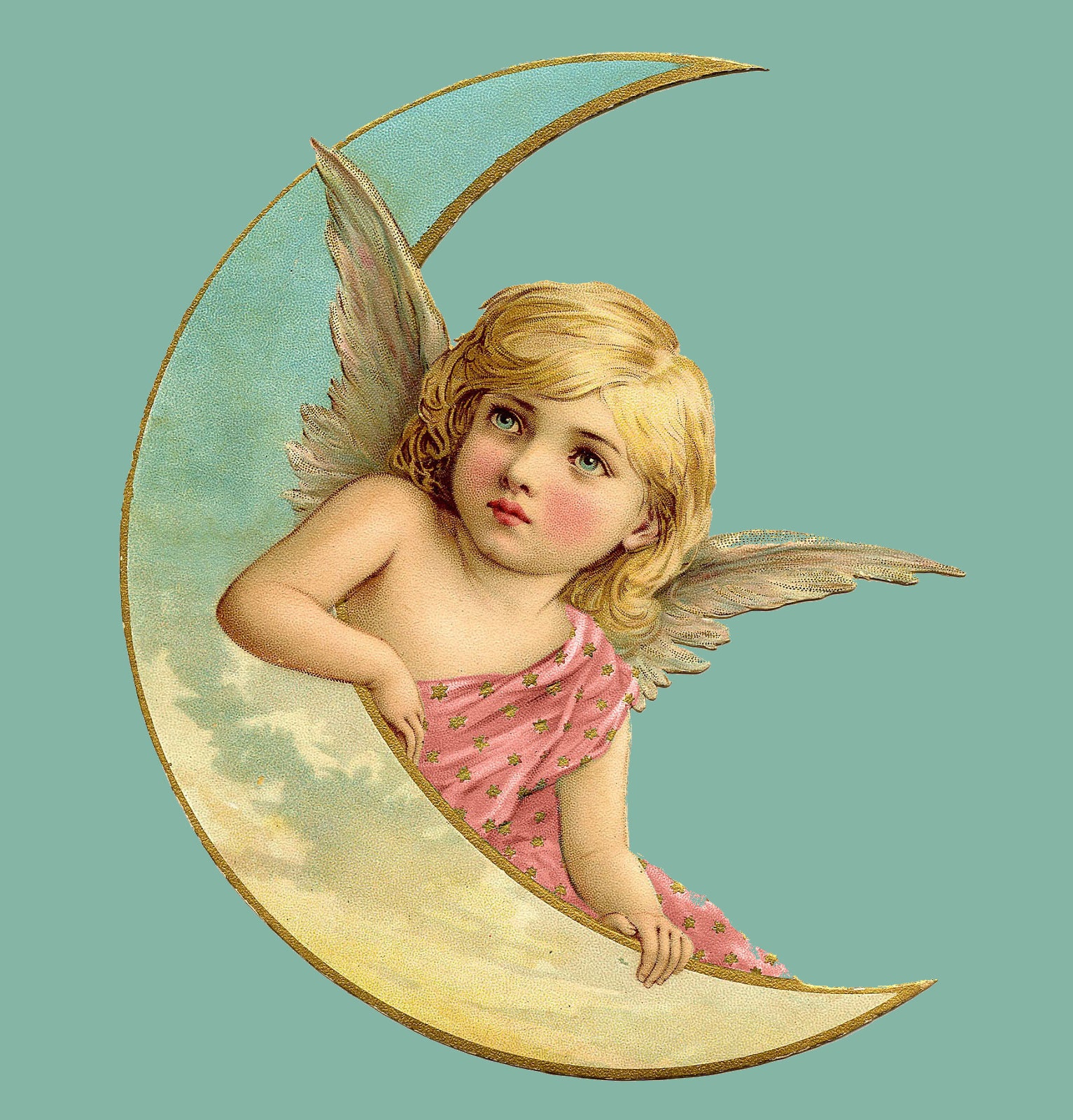 Fabric Panel Cherub Angel Fabric Panel for Embroidery or Quilting 100% ...