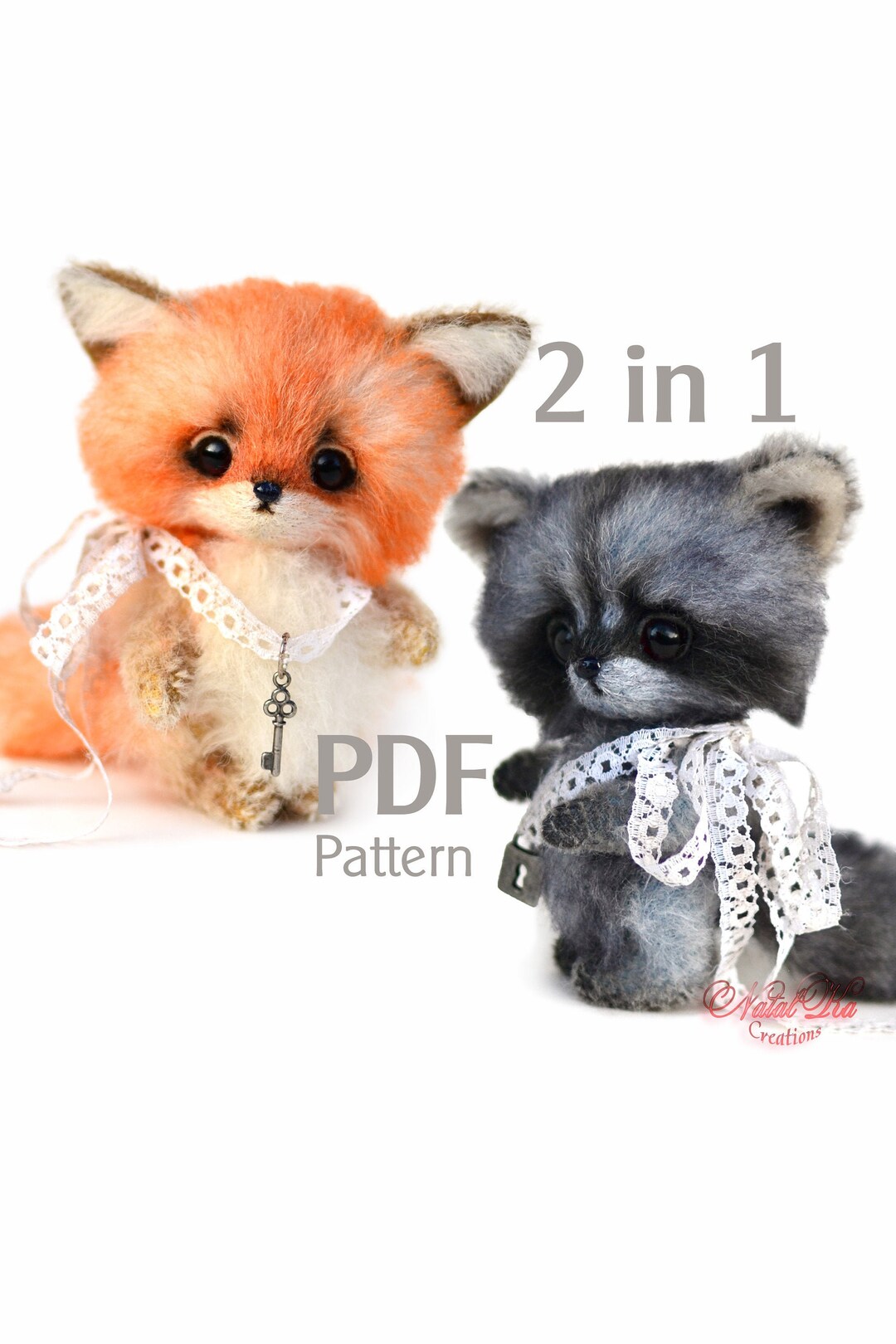 Pattern for the Two Mini Teddies Fox and Racoon 4.5 In, Artist Teddy ...