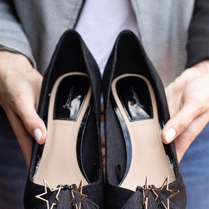 Beautiful Black Shoe Clips With Golden Stars. Handmade Shoe Clips for ...