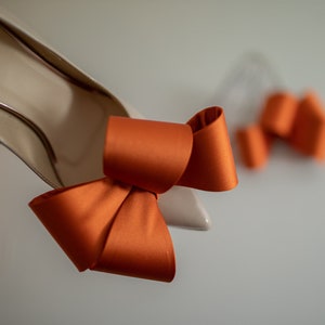 Big Orange Bow Shoe Clips for Heels ,orange Bow Shoe Clips for Bridal ...