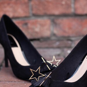 Beautiful Black Shoe Clips With Golden Stars. Handmade Shoe Clips for ...
