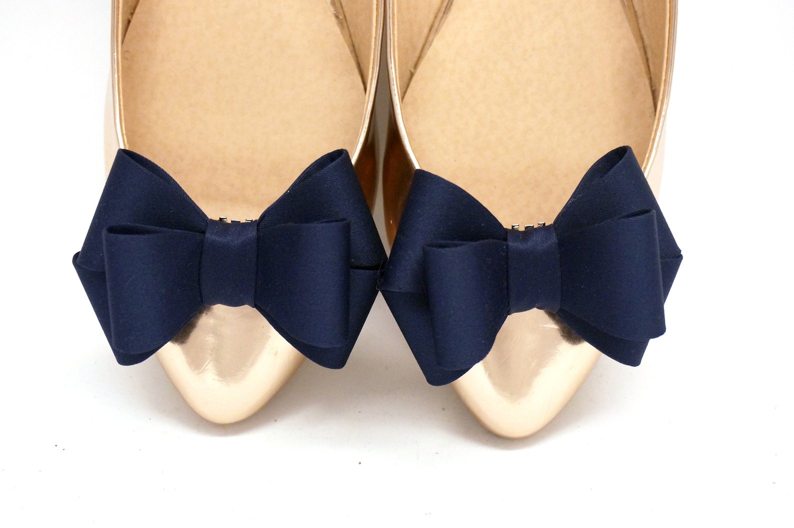 Dark Navy Satin Shoe Bows, Handmade Shoe Clips for Women by Coquet ...