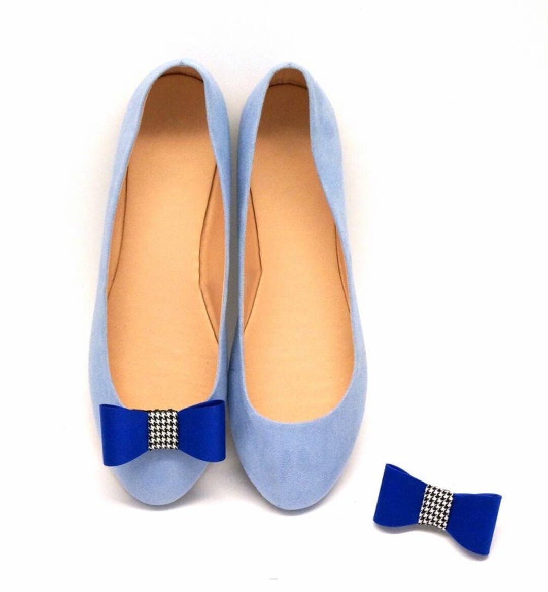 Satin Fabric Blue Shoe Clips for Women, Cobalt Blue Fabric Bow Shoe ...