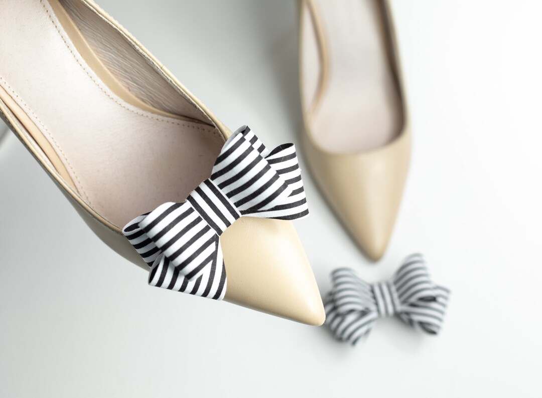 Black and White Shoe Clips for Women, Bow Shoe Clips With Sailor ...