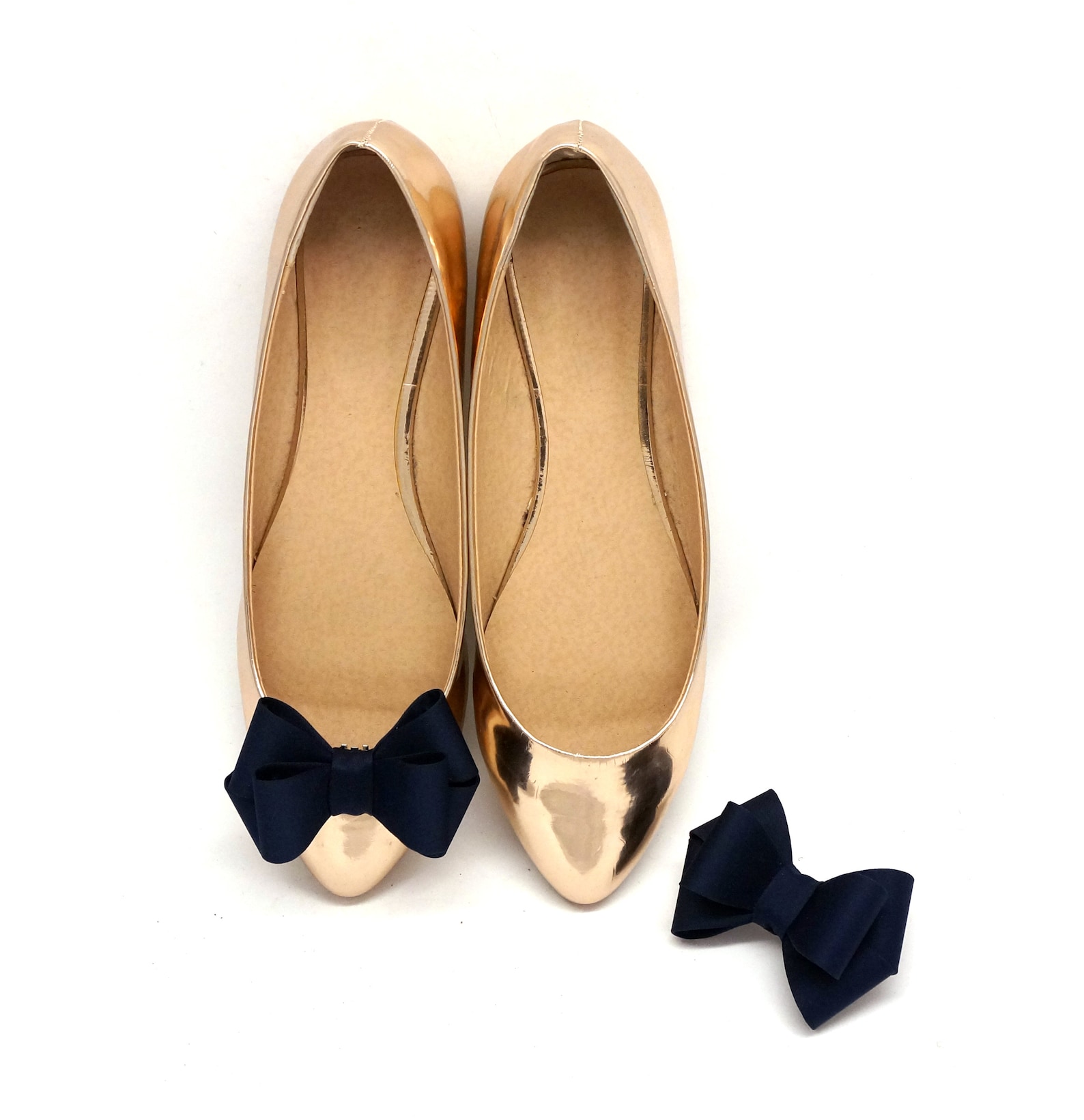 Dark Navy Satin Shoe Bows, Handmade Shoe Clips for Women by Coquet ...