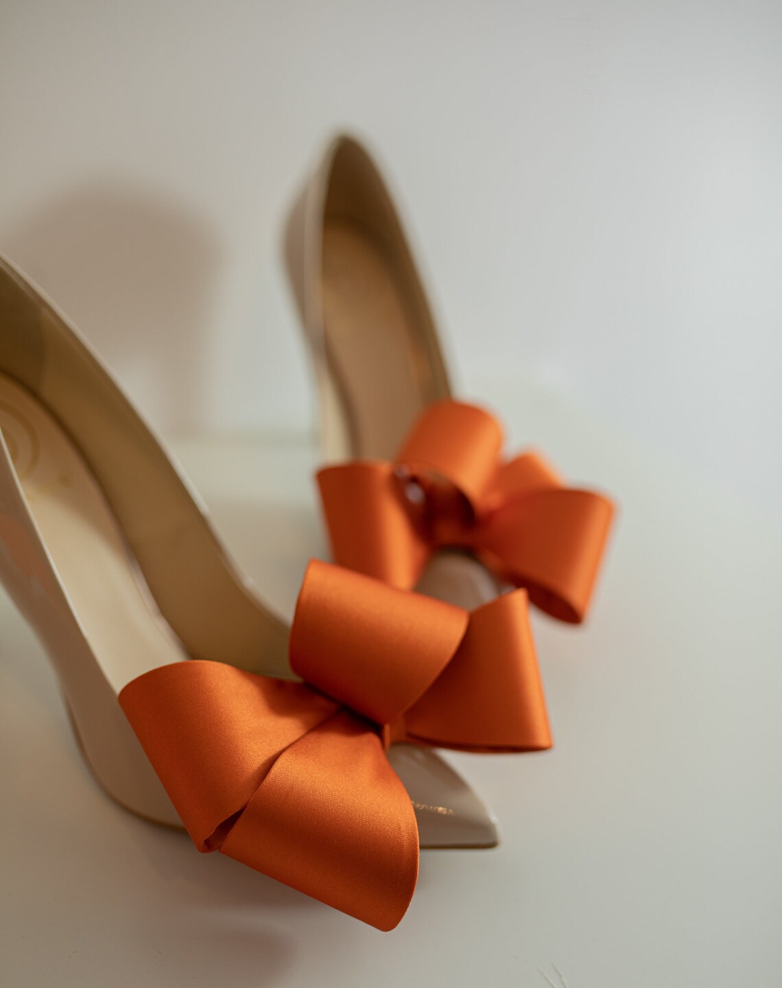 Big Orange Bow Shoe Clips for Heels ,orange Bow Shoe Clips for Bridal ...