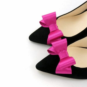 Fuchsia Fabric Bow Shoe Clips, Pink Wedding Shoe Clips, Pink Satin ...