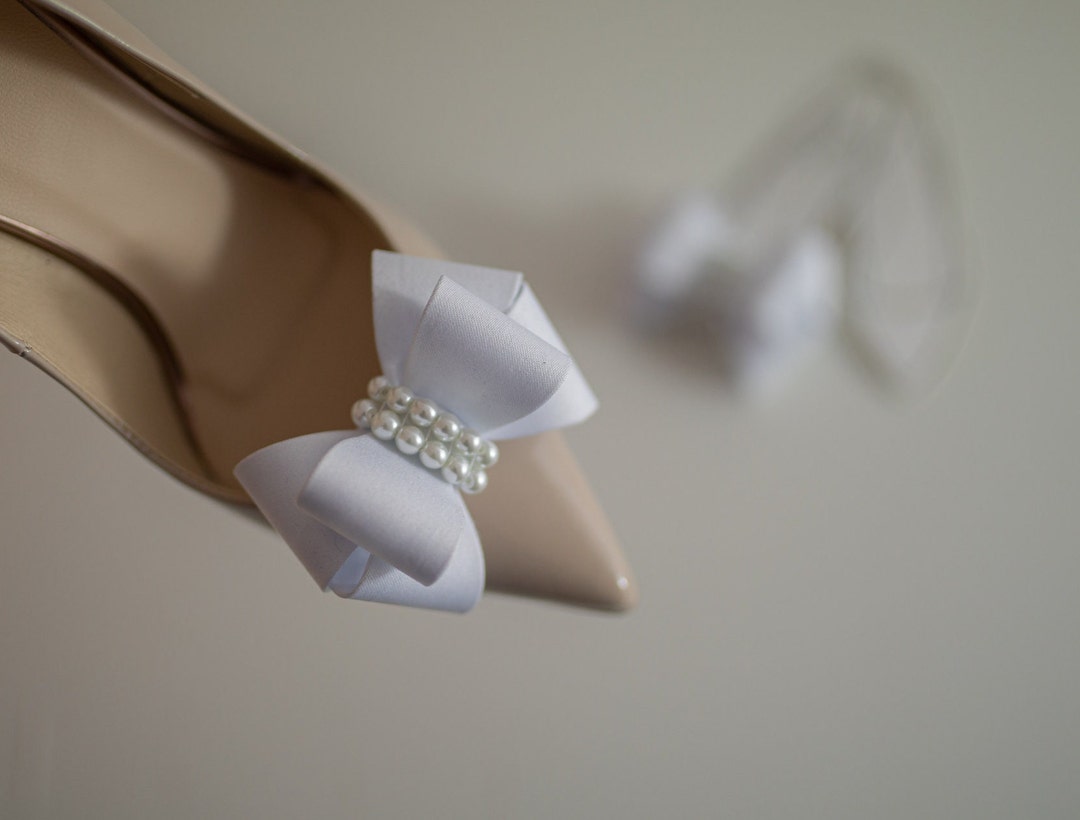 Pearl Bows Shoe Clips for White Wedding Shoeslm White Shoe Clips for ...