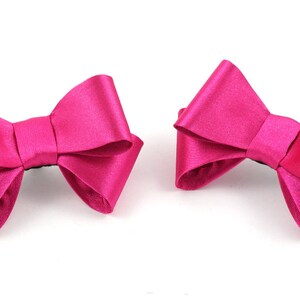 Fuchsia Fabric Bow Shoe Clips, Pink Wedding Shoe Clips, Pink Satin ...