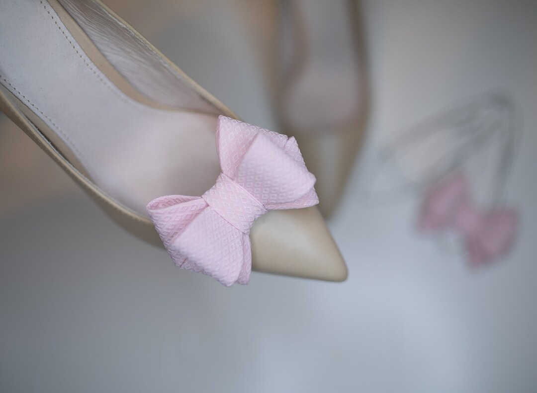 Pink Wedding Bow Shoe Clips, Blush Wedding Shoe Clips for Women, Powder ...
