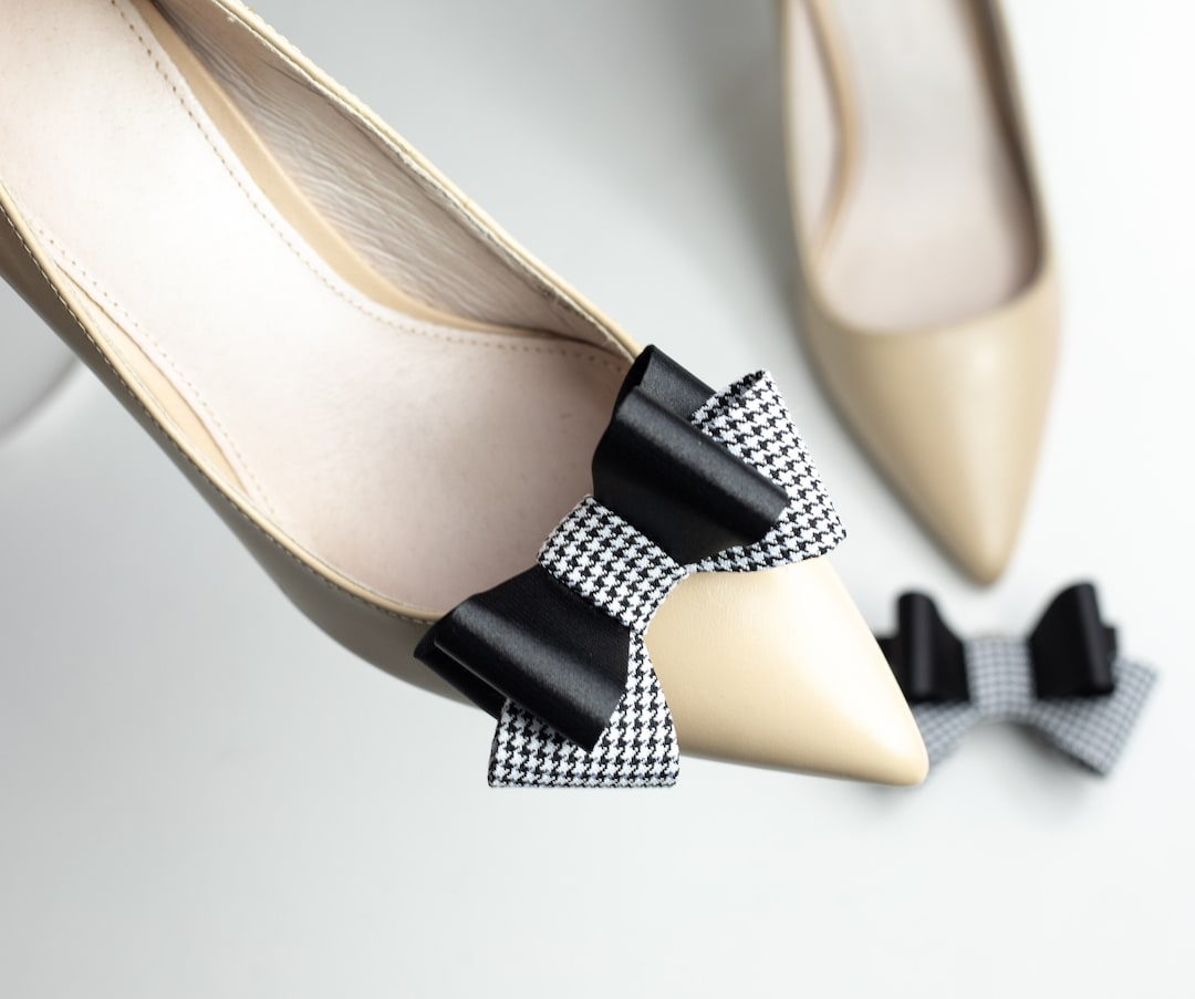 Fancy Black and White Shoe Bows, Handmade Shoe Clips, Houndstooth ...