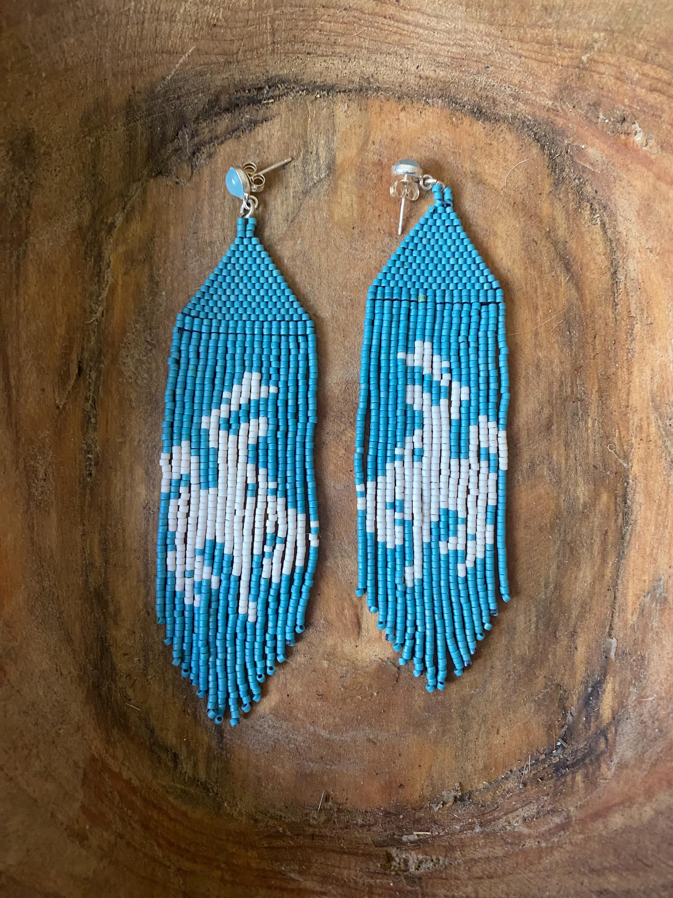Beaded Fringe Earrings - Etsy