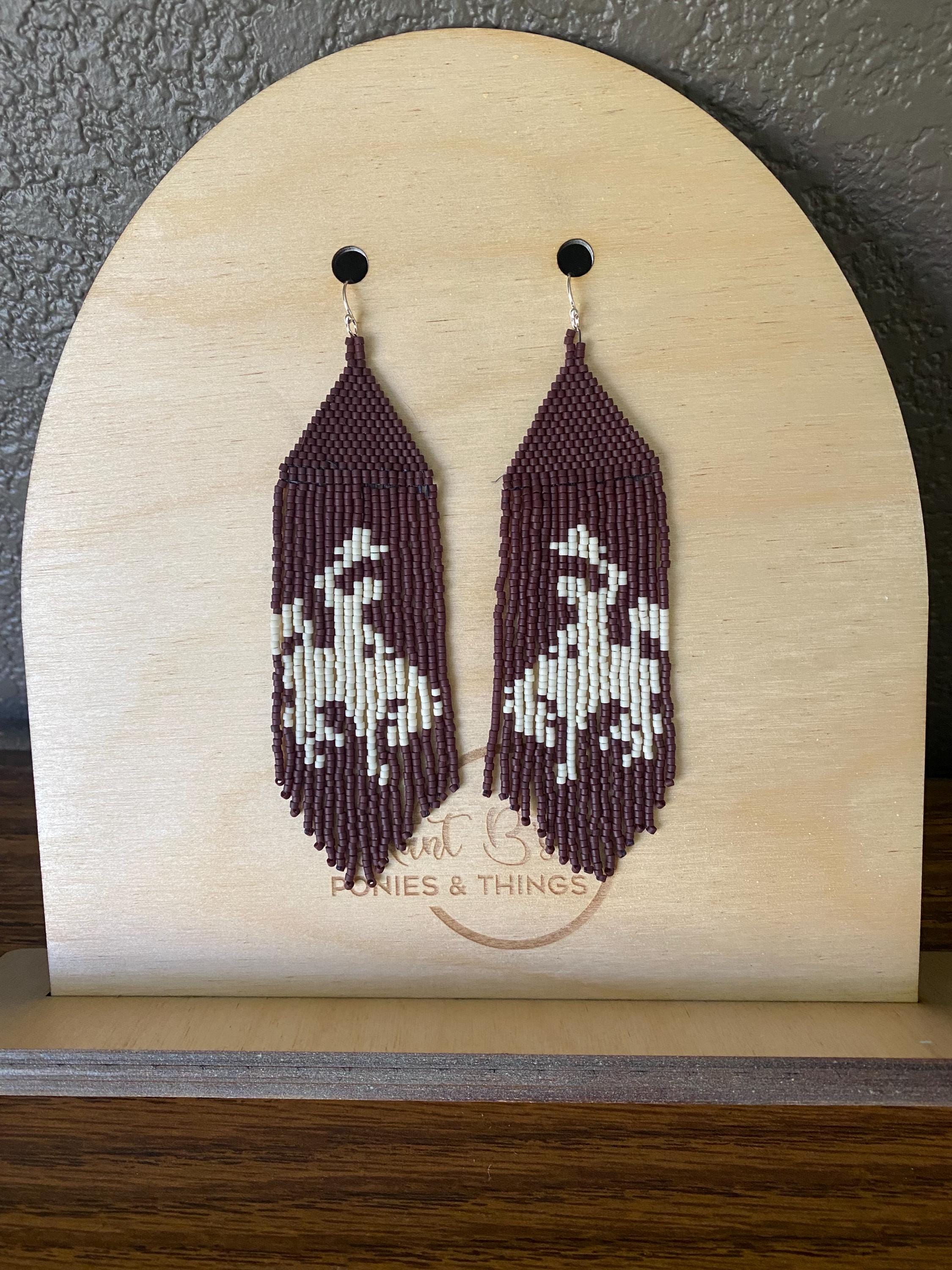 Beaded Fringe Earrings - Etsy