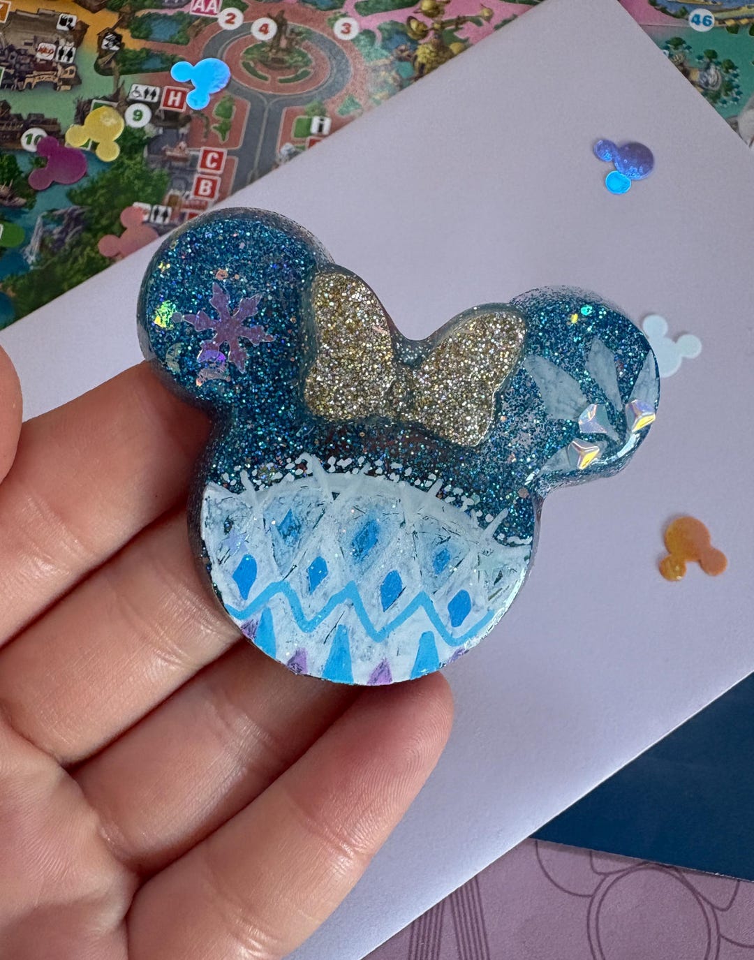 Blue Snow Queen Inspired Resin Glitter ID Lanyard Retractable Badge ...
