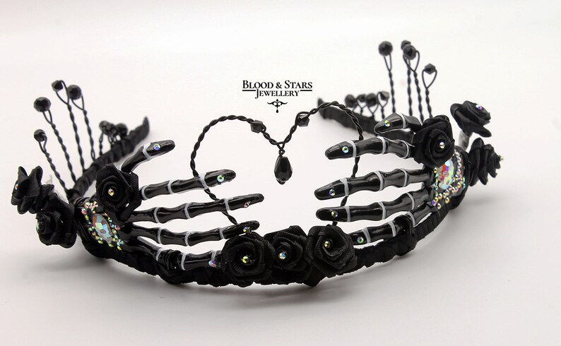 Gothic Rose Skeleton Bone Hand Tiara | Etsy