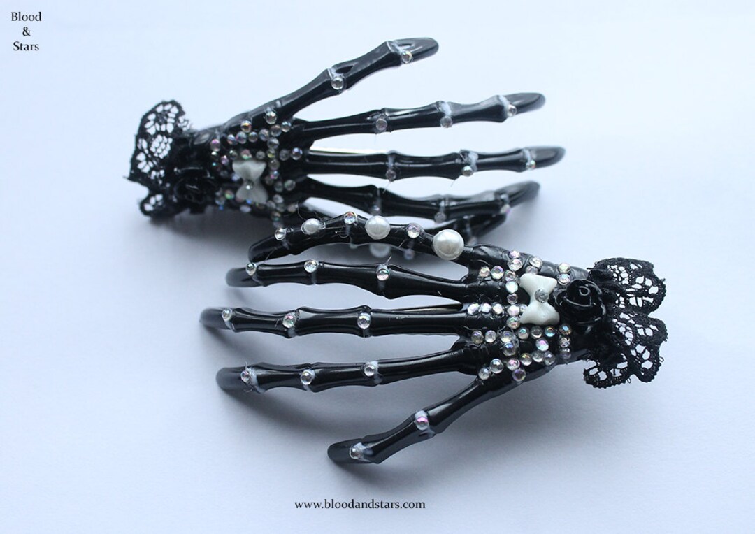 Gothic Skeleton Bone Hand Hair Clip Accessory - Etsy
