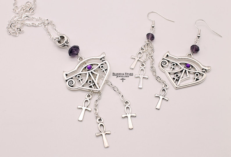 Gothic Eye of Horus Ankh Pendant Necklace Red Black Purple - Etsy