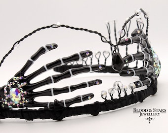 Gothic Rose Skeleton Bone Hand Tiara | Etsy UK